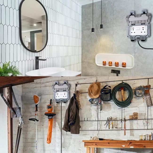 Outdoor/Indoor IP66 ABS PC Material Cover Single 10A Light Switch Socket Weatherproof Box Waterproof Dust-Proof Enclosure Socket Switch