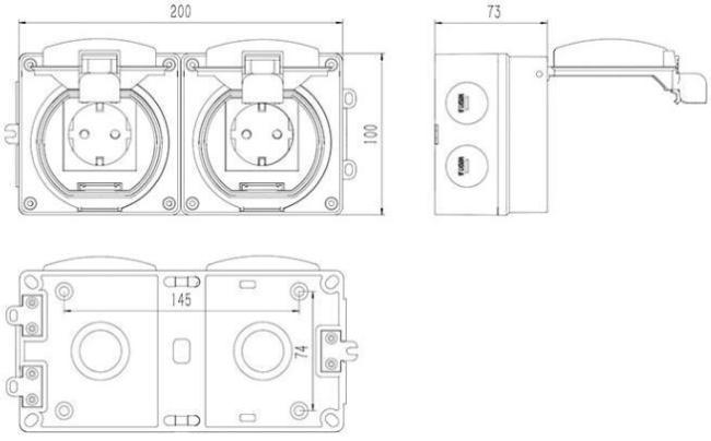 IP66 Waterproof 2 Gang Socket UK Switch Socket with Waterproof Cover
