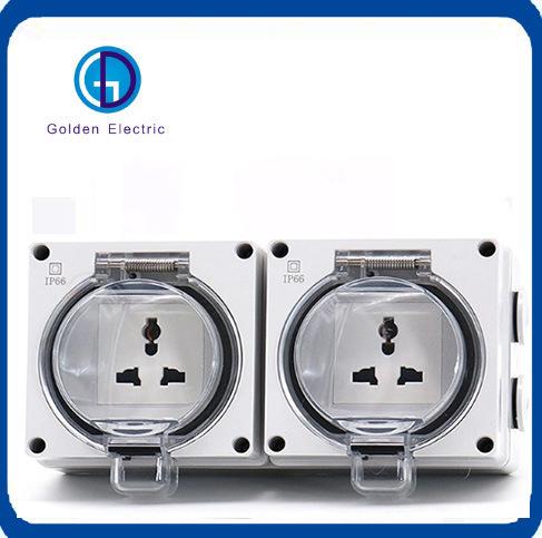 Multi-Function 2 Gang 16A IP66 Weatherproof Wall Sockets and Switch
