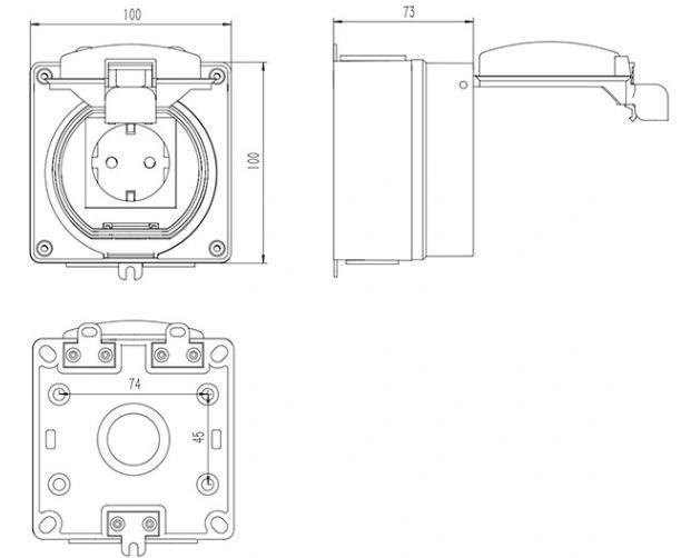 Multi-Function 2 Gang 16A IP66 Weatherproof Wall Sockets and Switch