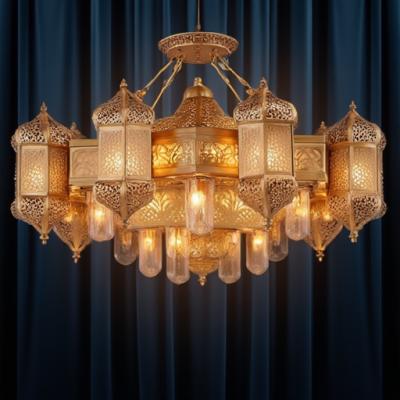 China Vintage Copper Chandelier 6-Light Dimmable with Dimmer Support for sale