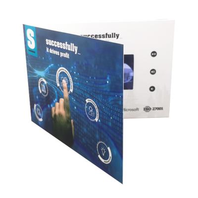 중국 메모리 용량 128MB-32GB LCD 비디오 브로셔 카드, 맞춤형 컬러 LCD 비디오 명함 판매용