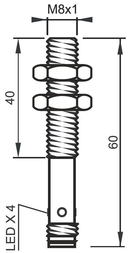 Dimension diagram of IS2-M8 Series inductive sensor