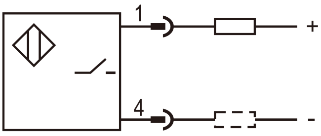 Wiring diagram for the inductive sensor showing electrical connections