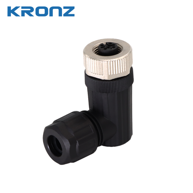 M12 Female Angled Connector angled view