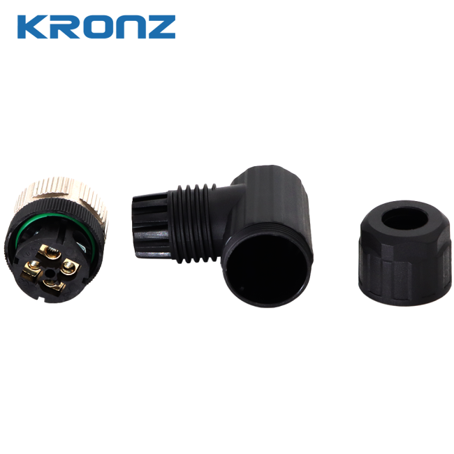 M12 Female Angled Connector front view