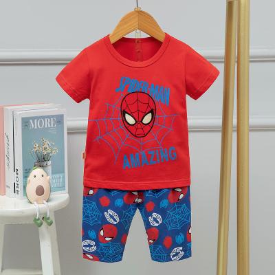 China Los pantalones cortos de los niños de la cabeza del hombre araña y pijamas del algodón de los pijamas/de los niños de la camiseta en venta