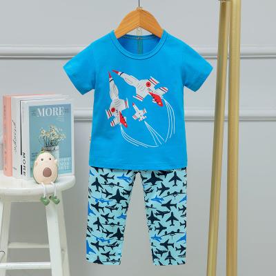 China O algodão macio Pj das crianças ajustou desenhos animados Rocket Shorts Set Nightwear à venda