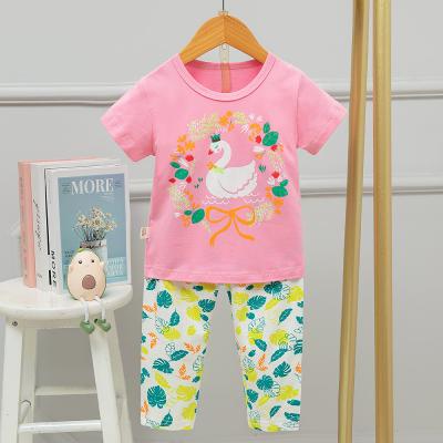 China O Pyjama da camisa e das calças da cisne ajustou a roupa de noite do algodão das crianças versáteis amigáveis da pele à venda