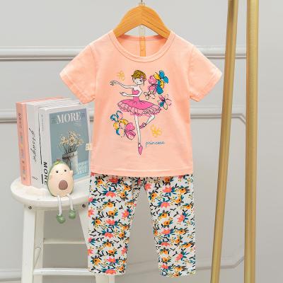 China Pijamas confortáveis respiráveis do algodão das meninas curtos da dança dos desenhos animados dos ternos do sono das crianças da luva à venda