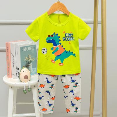 China Os Pyjamas do dinossauro das crianças dos desenhos animados saltam e os Pyjamas curtos coreanos da luva do verão à venda