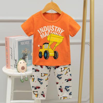 China Grupo coreano do pijama de Shirt And Shorts da máquina escavadora dos desenhos animados dos ternos do sono das crianças à venda