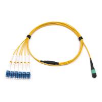 Quality MPO/APC Male To 6 LC Uniboot Single Mode Breakout Cable OFNR Yellow Jacket for sale