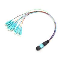 Quality Male to LC/UPC Harness MPO Fanout Cable 12 Fibers OM3 50/125 10G Hytrel Jacket for sale