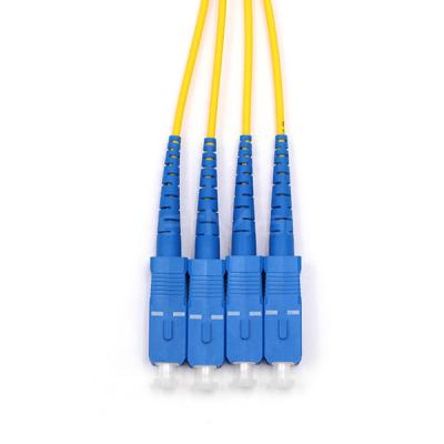 SC UPC 4 Cores Waterproof Fiber Optic Pigtail Single Mode OS2 PE Black Jacket