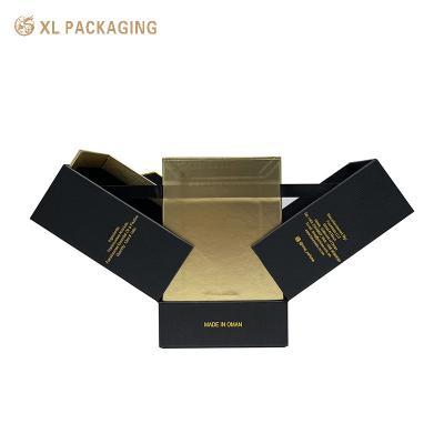 Two Door Open Magnet Perfume Paper Box Black EVA Foam Insert Texture Paper Box