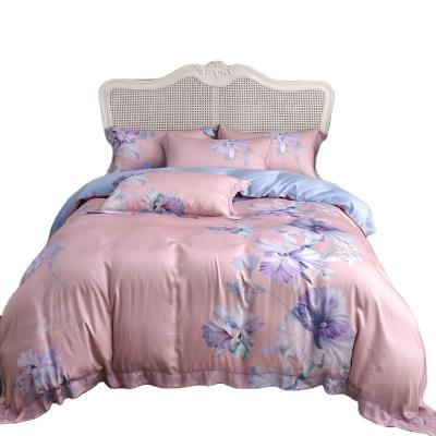 Cina Disegno di fiori su misura Lavabile anni 60 100% Lyocell Satin Set di biancheria da letto per camera da letto Grado A in vendita