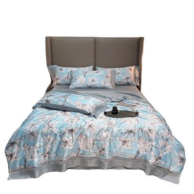 Cina Stylish Tencel Modal Sheet Pillowcase Set con copertura di copertura ricamata e coperture per cuscini in vendita