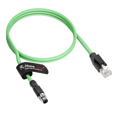 China Alvin's Cables M8 A-Code 4 Pin Male to RJ45 Ethernet Cable Cat6a High-Flex Shielded for Beckhoff ZK1090-3191 Industrial Automation EtherCAT Fieldbus 20in/50cm for sale
