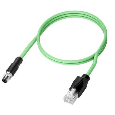 China Alvin's Cables M8 A-Code 4 Pin Male to RJ45 Ethernet Cable Cat6a High-Flex Shielded for Beckhoff ZK1090-3191 Industrial Automation EtherCAT Fieldbus 20in/50cm for sale