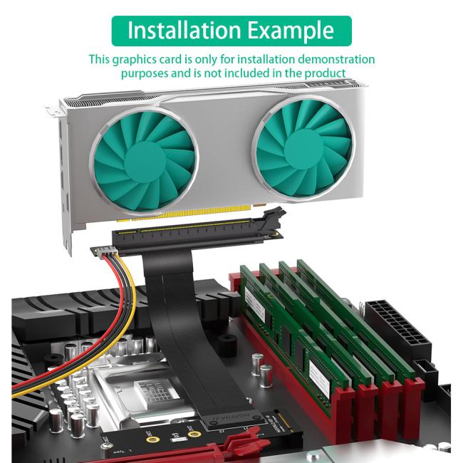 Installation example showing adapter connected to motherboard