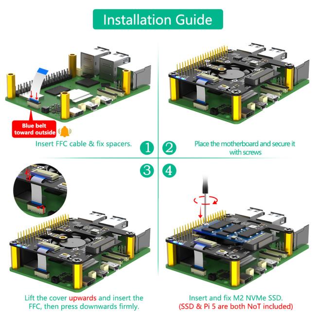 M.2 NVMe Raspberry Pi Adapter installation view