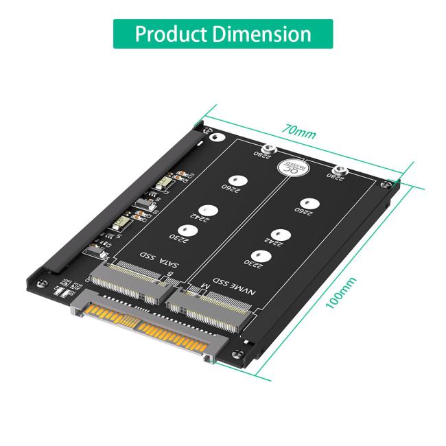 M.2 to U.2 adapter with components