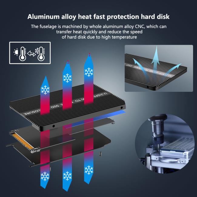 M.2 to U.2 adapter interface close-up