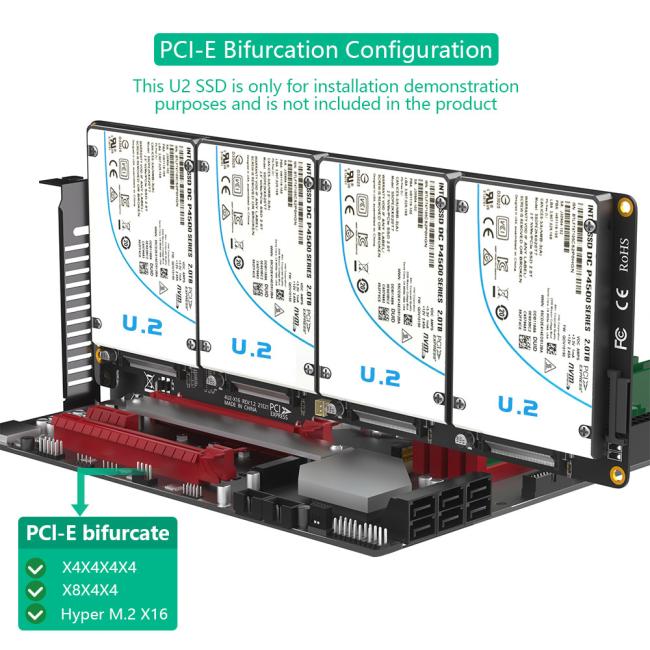 U.2 to PCI-e Riser Adapter package contents