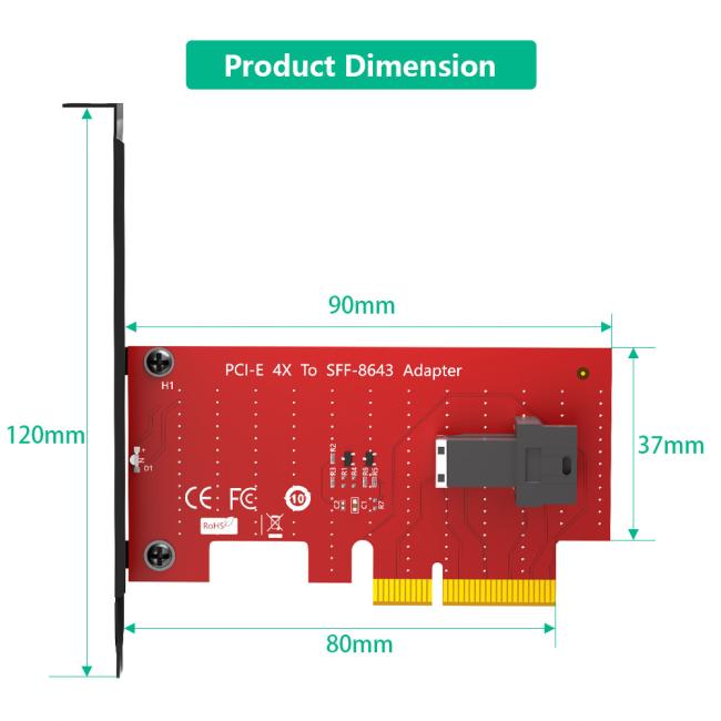 36Pin SFF 8643 Adapter with included accessories