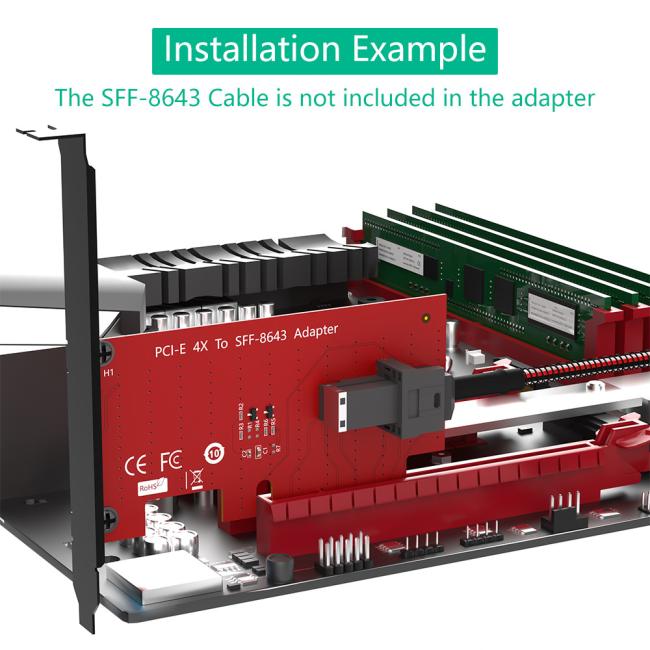36Pin SFF 8643 Adapter installation example