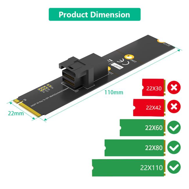 NVMe M.2 SFF 8643 Adapter close-up