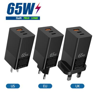 Cina Porto MI 65W veloce del Regno Unito 3 del caricatore di IPad QC3.0 GaN USB del computer portatile dell'ABS in vendita