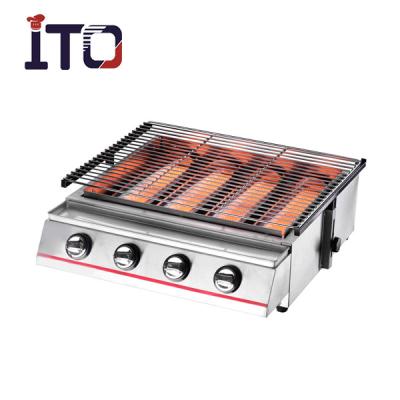 China CS-25 Size Adjustable Commercial Stainless Steel Gas BBQ Grill With Glass (4 Burners) en venta