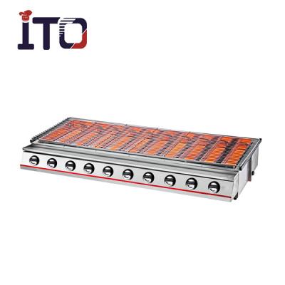 China CS-DST10 Height Adjustable Environmental Stainless Steel Gas BBQ Grill With Korean Glass BBQ Grill Table (10 Burners) en venta