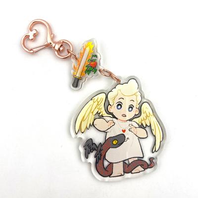 Cina Clear Custom Promotional Double Epoxy Resin Glitter Linked Acrylic Charms Anime Keychain in vendita