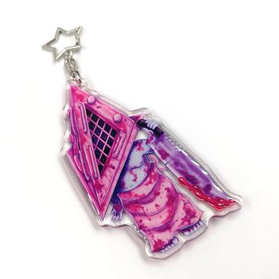Cina Factory Cheap Custom Anime Cartoon Transparent Epoxy Resin Glitter Acrylic Charms Key chains in vendita