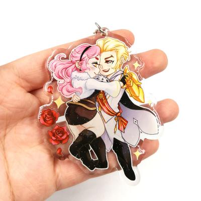 Cina Catena chiave della catena chiave della stampa della catena chiave di anime del carattere di scintillio di incanto a resina epossidica adorabile su ordinazione dell'acrilico in vendita