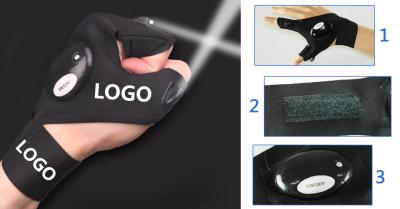 Chine LED lampe de poche Pêche Gants de course Travail Autres gants de sport Poisson Gants de pêche à domicile sans doigts à vendre