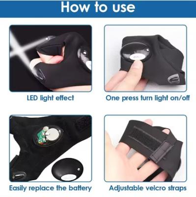 Chine LED lampe de poche Pêche Gants de course Travail Autres gants de sport Poisson Gants de pêche à domicile sans doigts à vendre