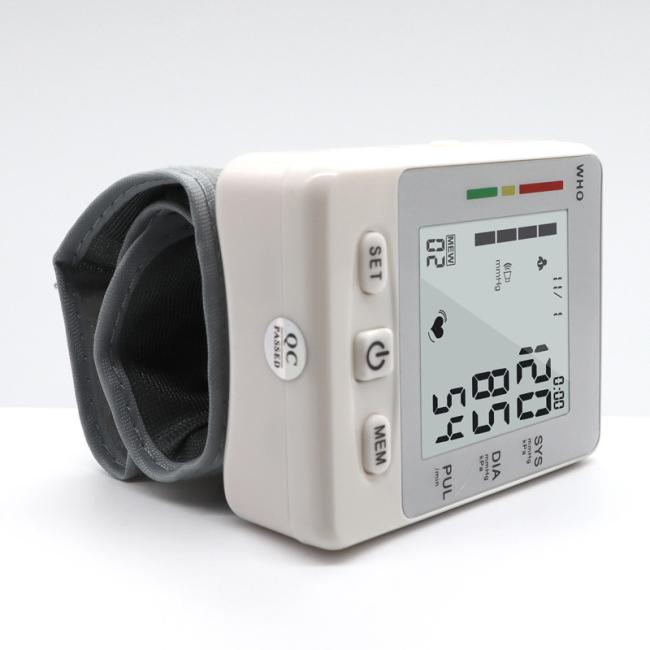 Wrist BP Monitor side view showing measurement in progress