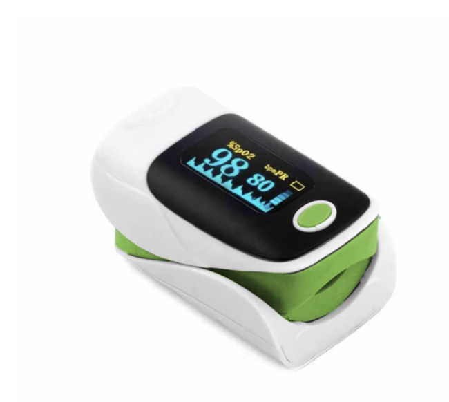 Fingertip pulse oximeter side view showing clip mechanism