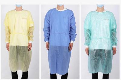 China Disposable Isolation Gown PP+PE Laminated Waterproof and Breathable for Lab and Hospital Use for sale