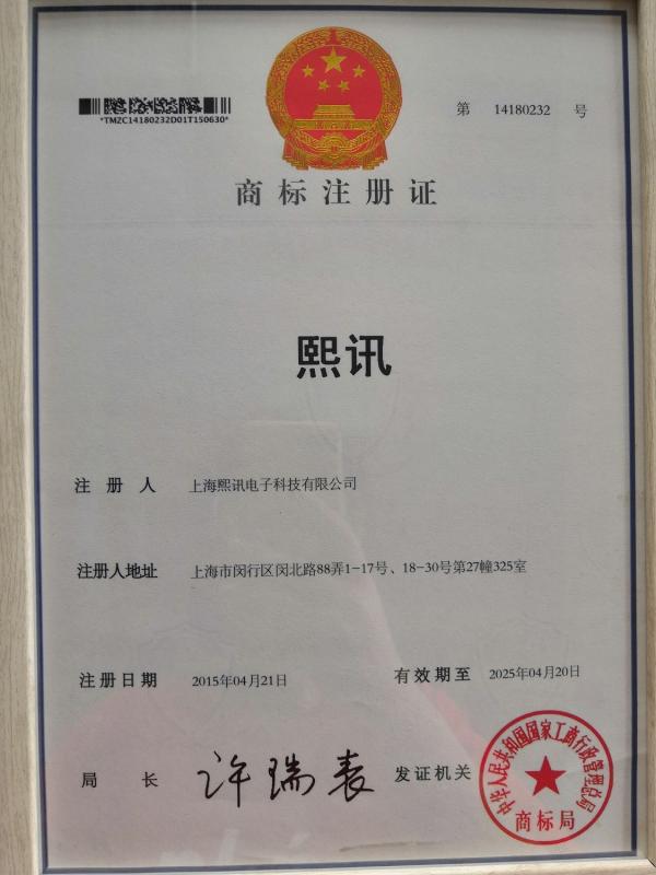 Trademark Registration Certificate - Shenzhen Xixun Cloud Technology Company Limited