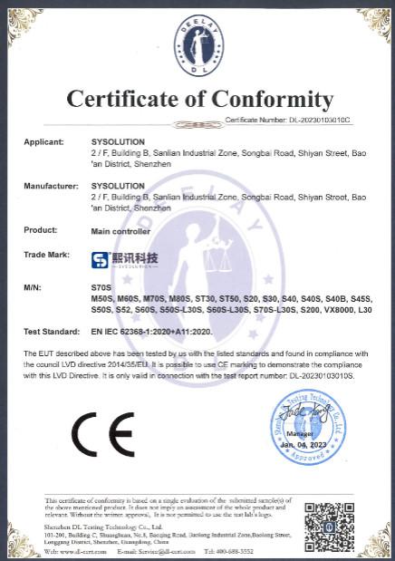 Certificate of Conformity-CE-Main Controller - Shenzhen Xixun Cloud Technology Company Limited