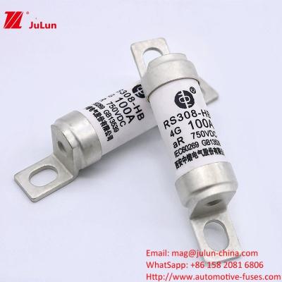 China Electric Vehicle Fuse  RS308  100A  DC750V  50KA  for Electric Power Terminal Type Bolt-on Fuses for sale