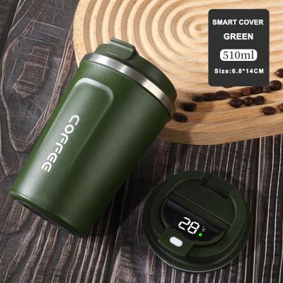 중국 진공 단열 스테인레스 스틸 물 컵 스마트 온도 디스플레이 510ML 녹색 판매용