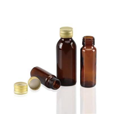China Botella de vidrio redonda de jarabe líquido oral Brown Amber Boston 20ml 100ml con tapón de rosca en venta