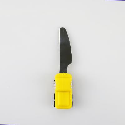중국 자동차 모양 실리콘 손잡이와 유아 스테인레스 강 아기 스푼 판매용
