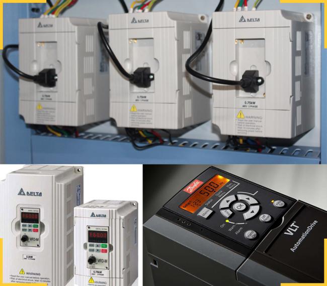Variable Speed Drive VFD unit installed in polishing machine system